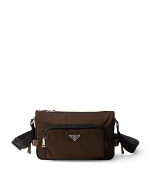 Prada Re-nylon And Leather Shoulder Bag - Black