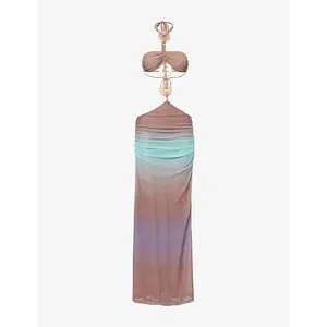 JADED LONDON Embellished Cut-out Stretch-mesh Maxi Dress - Multi