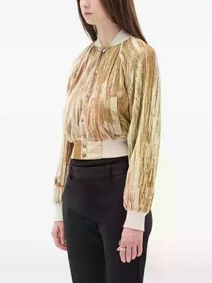 ANN DEMEULEMEESTER Arya Froissé Velvet Bomber Jacket - Neutrals