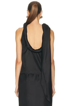 Loulou De Saison Wilma Twisted Collar Top - Black