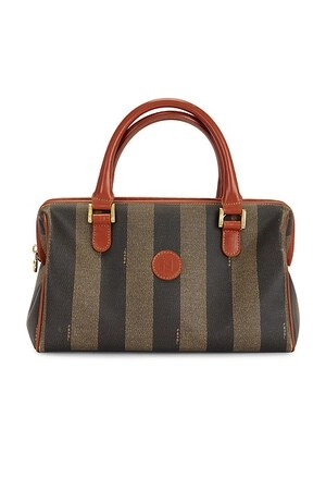 Fendi Pequin Canvas And Leather Top Handle Bag