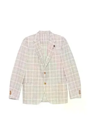 LARDINI Check-pattern Blazer - Neutrals