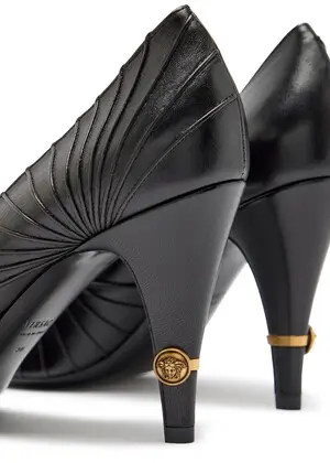Versace 90mm Pintuck Leather Pumps - Black
