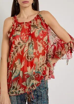 Etro Printed Ruffled Silk-chiffon Top - Multicoloured