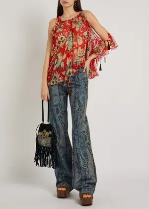 Etro Printed Ruffled Silk-chiffon Top - Multicoloured
