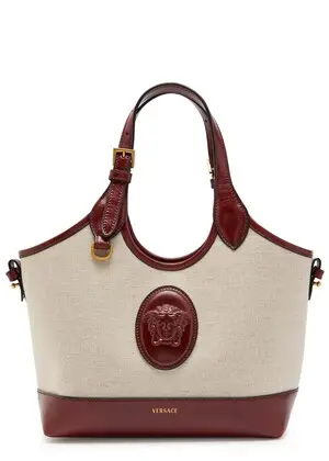 Versace Leather And Canvas Tote Bag - Beige