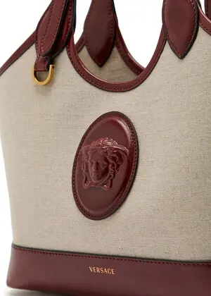 Versace Leather And Canvas Tote Bag - Beige