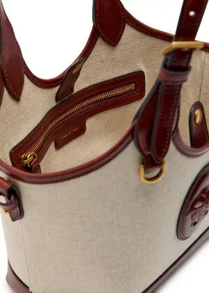 Versace Leather And Canvas Tote Bag - Beige