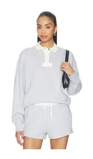 Rag & Bone Vintage Terry Oversized Polo Sweatshirt - Light Grey