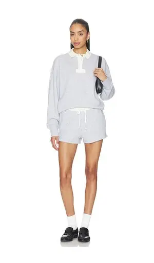 Rag & Bone Vintage Terry Oversized Polo Sweatshirt - Light Grey