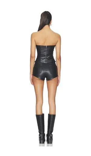 Superdown Kayla Faux Leather Short Set - Black
