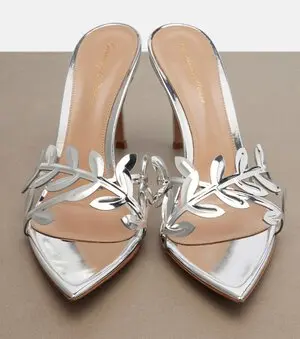 GIANVITO ROSSI Flavia Metallic Leather Mules - Silver