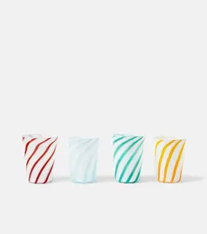 BITOSSI Set Of 4 Striped Glasses - Multicoloured