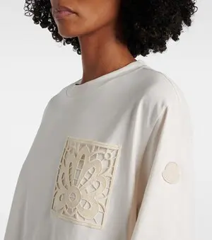 Moncler Embroidered Cotton Jersey T-shirt - White
