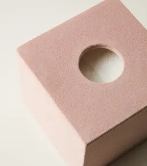 MICHAEL VERHEYDEN Niez Cube Suede And Wooden Tissue Box