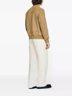 Sandro Zip-up Split Suede Bomber Jacket