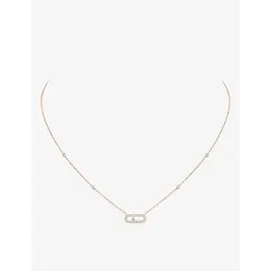 Messika Move Uno Pavé 18ct Rose Gold And Diamond Necklace - Pink