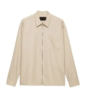 Prada Prada Cotton Zip-Up Shirt Neutral