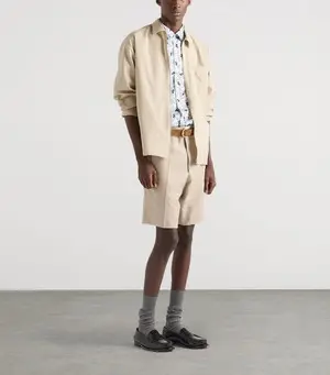 Prada Cotton Zip-up Shirt - Neutral