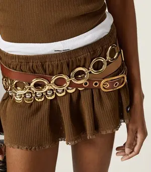 Miu Miu Cotton Lace-trimmed Mini Skirt - Brown