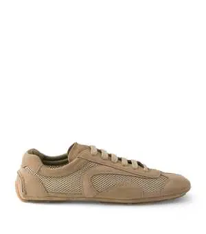 Prada Montecarlo Re-edition 2005 Suede And Mesh Sneakers - Neutral