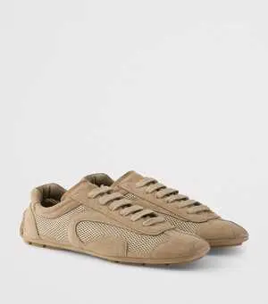 Prada Suede And Mesh Montecarlo Re-edition 2005 Sneakers - Neutral