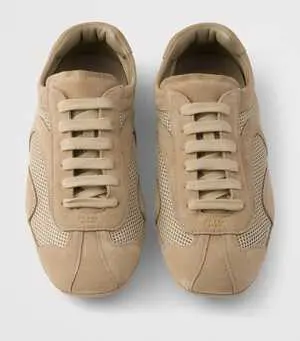 Prada Suede And Mesh Montecarlo Re-edition 2005 Sneakers - Neutral