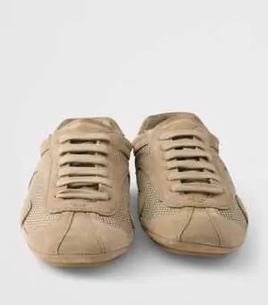 Prada Suede And Mesh Montecarlo Re-edition 2005 Sneakers - Neutral