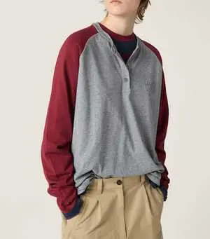 Miu Miu Cotton Henley T-shirt - Grey