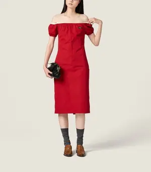 Miu Miu Cotton Logo Midi Dress