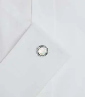 Dunhill Rhodium-plated Silver And Mother-of-pearl Hobnail Cufflinks