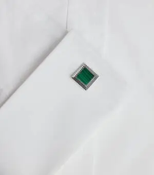 Dunhill Rhodium-plated Silver And Malachite Hobnail Cufflinks