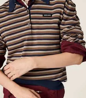 Miu Miu Virgin Wool Striped Polo Shirt - Neutral