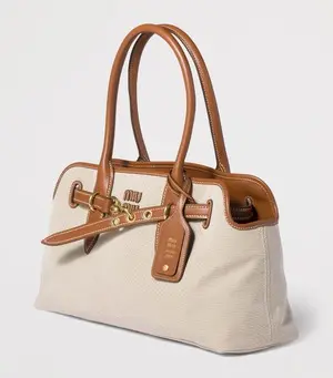 Miu Miu Canvas And Leather Aventure Shoulder Bag