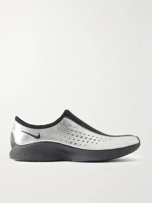 Nike Superfly Suede And Perforated Metallic Leather Slip-on Sneakers - Silver