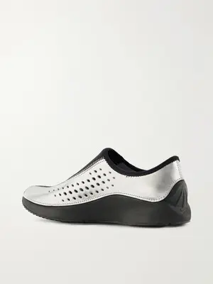 Nike Superfly Suede And Perforated Metallic Leather Slip-on Sneakers - Silver