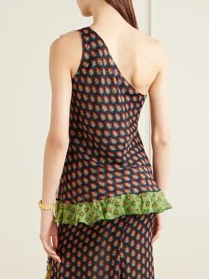 Etro One-shoulder Ruffled Silk-organza Blouse