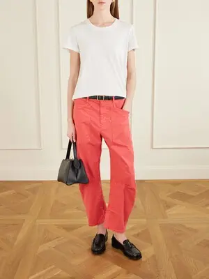 NILI LOTAN Shon' Tapered Twill Tape Cotton-blend Pants - Red