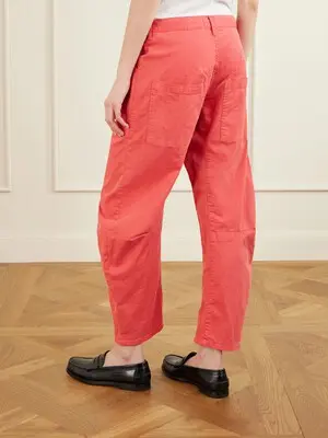 NILI LOTAN Shon' Tapered Twill Tape Cotton-blend Pants - Red