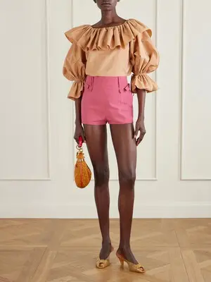 Chloé Ruffled Cotton-poplin Top - Neutrals