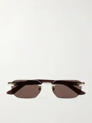 Cartier Signature C Rimless Rectangular-frame Sunglasses - Silver
