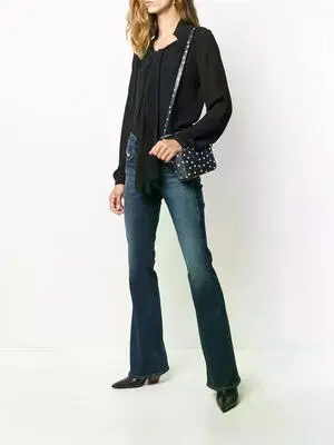 DIESEL® Logo Charm Tied Neck Long Sleeve Blouse