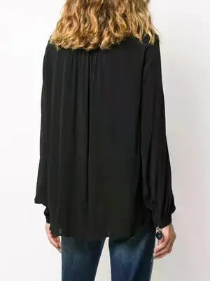 DIESEL® Logo Charm Tied Neck Long Sleeve Blouse