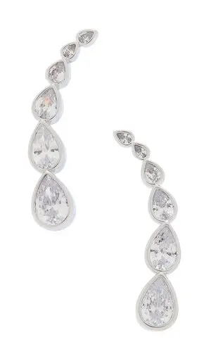 NANA JACQUELINE Cristalle Teardrop Earrings - Metallic Silver