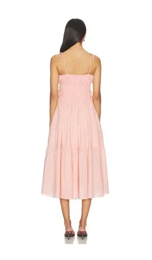 BUMPSUIT Shirred Midi Poplin Dress - Pink