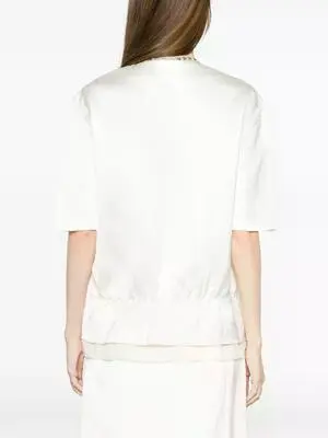 TOTEME V-neck Satin Top With Elasticated Hem - Neutrals
