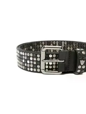 HTC LOS ANGELES Studded Leather Belt - Black