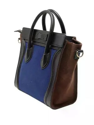 Celine Tricolor Felt Luggage Tote Satchel - Blue