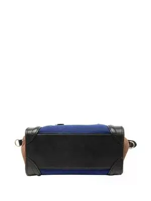 Celine Tricolor Felt Luggage Tote Satchel - Blue