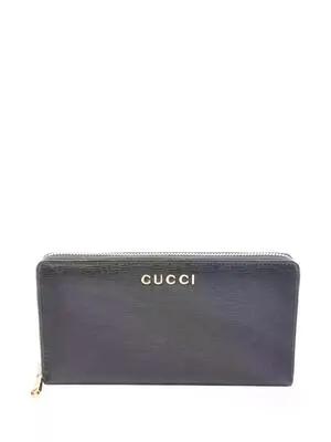 Gucci 2016-2025 Leather Logo Zip Wallet Long Wallets - Black